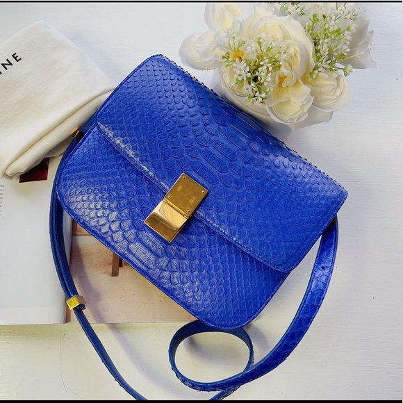 Celine | Bags | Celine Python Royal Blue Box Ghw Medium Flap Bag | Poshmark